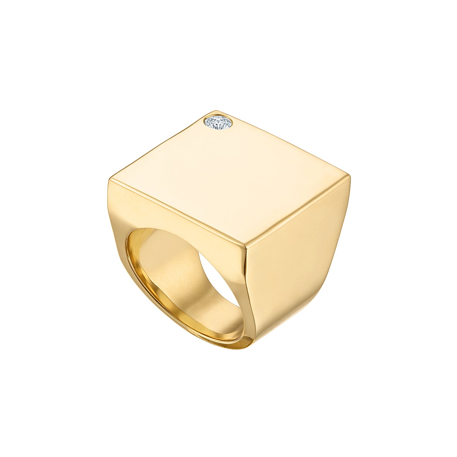 Solid 18k Gold Square Ring with Diamond | claireflorence